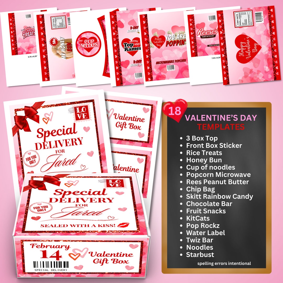 Valentines Day Box Templates | for Canva Users ONLY - Etsy