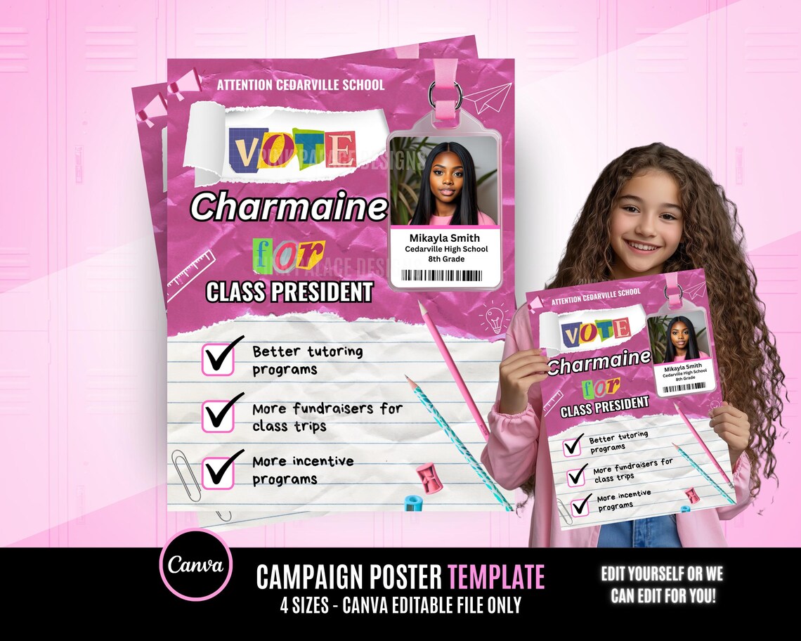 School Campaign Poster, Student Elections Poster , Class Treasurer ...