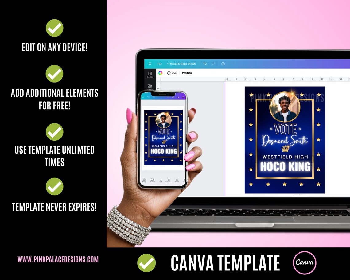 Homecoming King Poster, Prom King Poster, Edit With Canva - Etsy