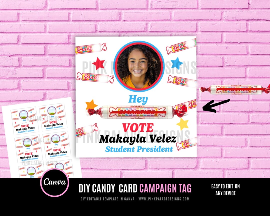 Smarties Candy Tag, Homecoming Campaign, Student Council (printable) - Etsy