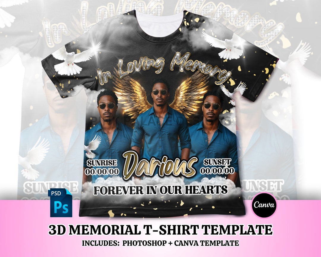 3D Tee Shirt, Memorial T Shirt Design, Editable in Canva, Memorial T ...