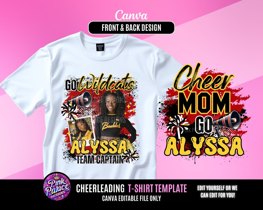 Cheerleader Design File, Cheer T Shirt Design, Editable in Canva, T ...