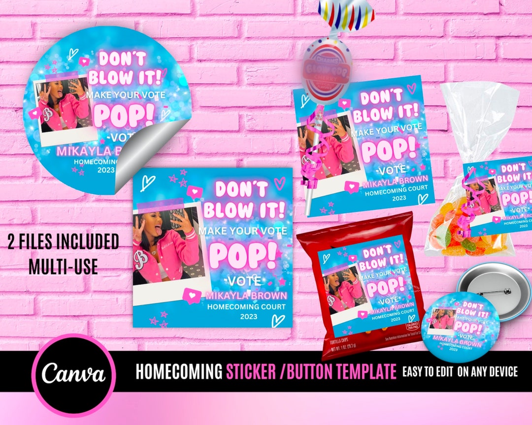 Homecoming Campaign Printable Blow Pop Tags (canva Template) - Etsy