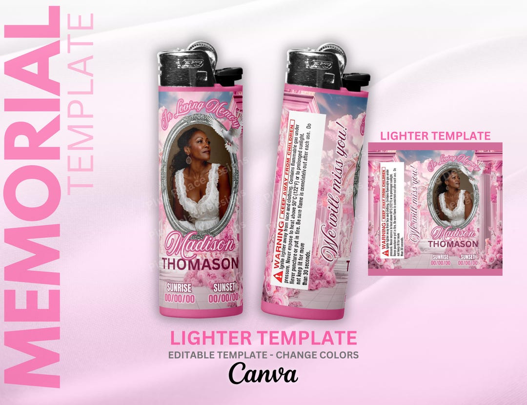 Memorial Lighter Template | Memorial Keepsake | Funeral Keepsake ...