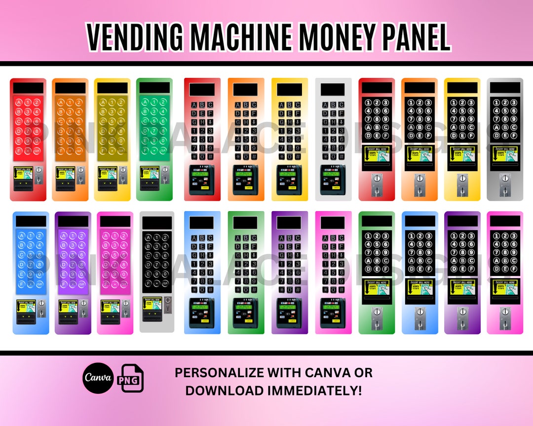 Vending Machine Money Panel - Multicolors, PNG and Canva - Etsy