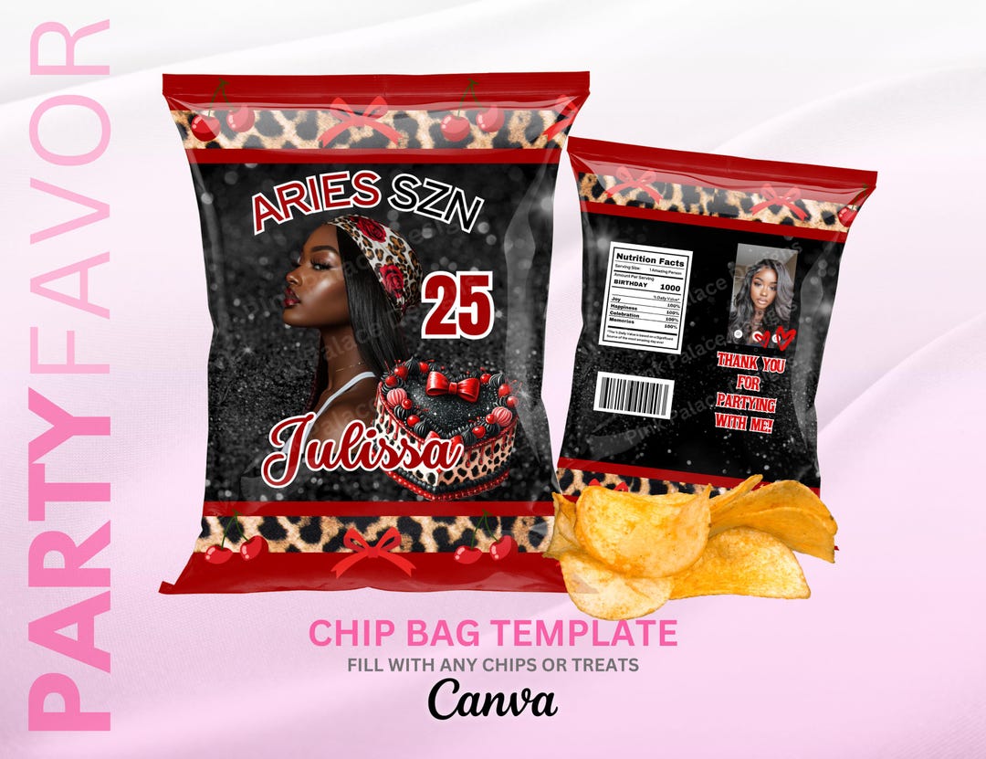 Birthday Chip Bag, DIY Editable Canva Template, Zodiac Birthday Chip ...