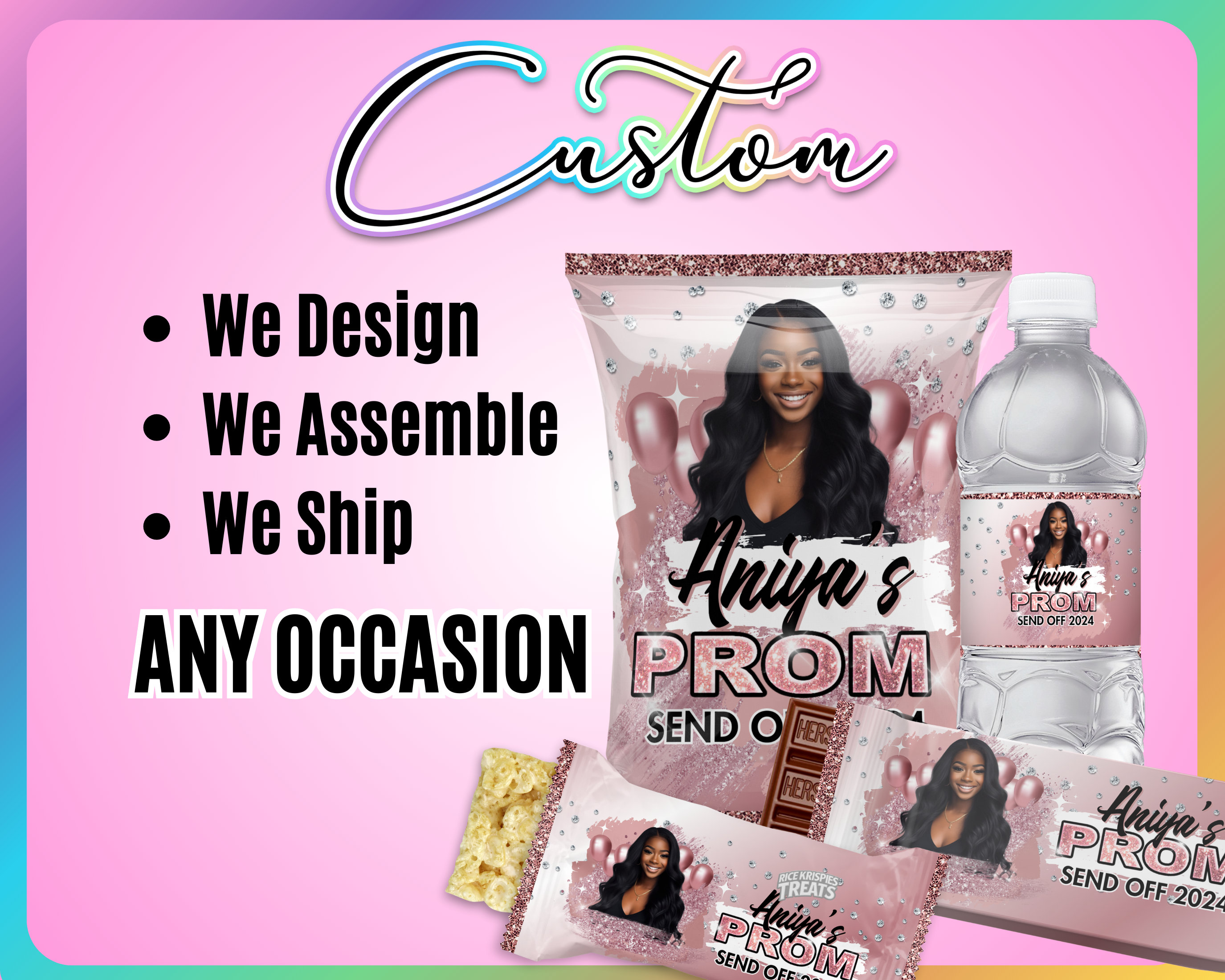 FILLED Custom PROM Party Favors for Prom, Prom Send Off, Custom Party ...