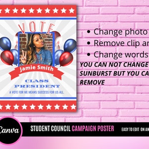 Student Council Poster Sign, Class Campaign, Class President, High ...