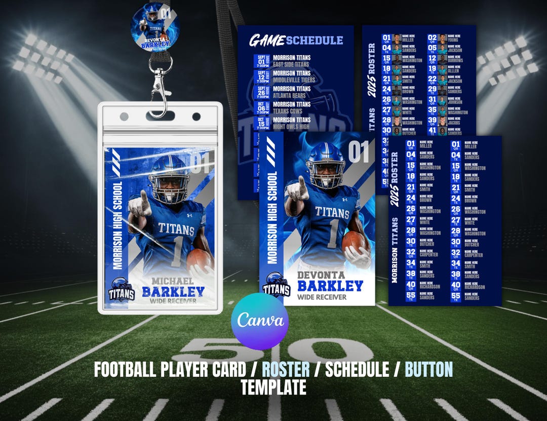 Editable Football Lanyard Card Template: Player, Schedule, Roster ...
