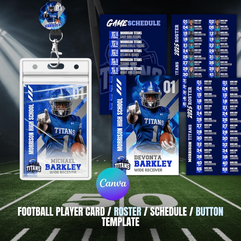 Youth Football Roster Card - Etsy