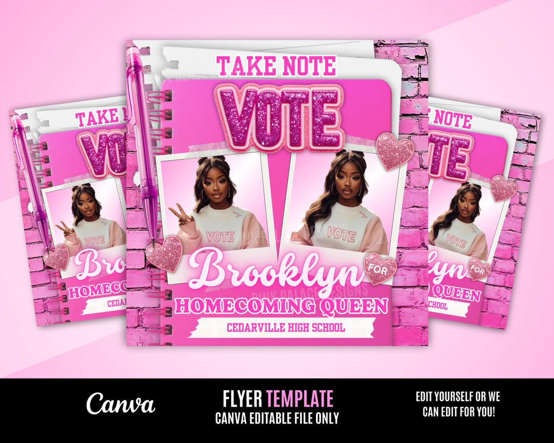 Pink Take Note Poster, Student Council Poster, Homecoming Poster, Class ...