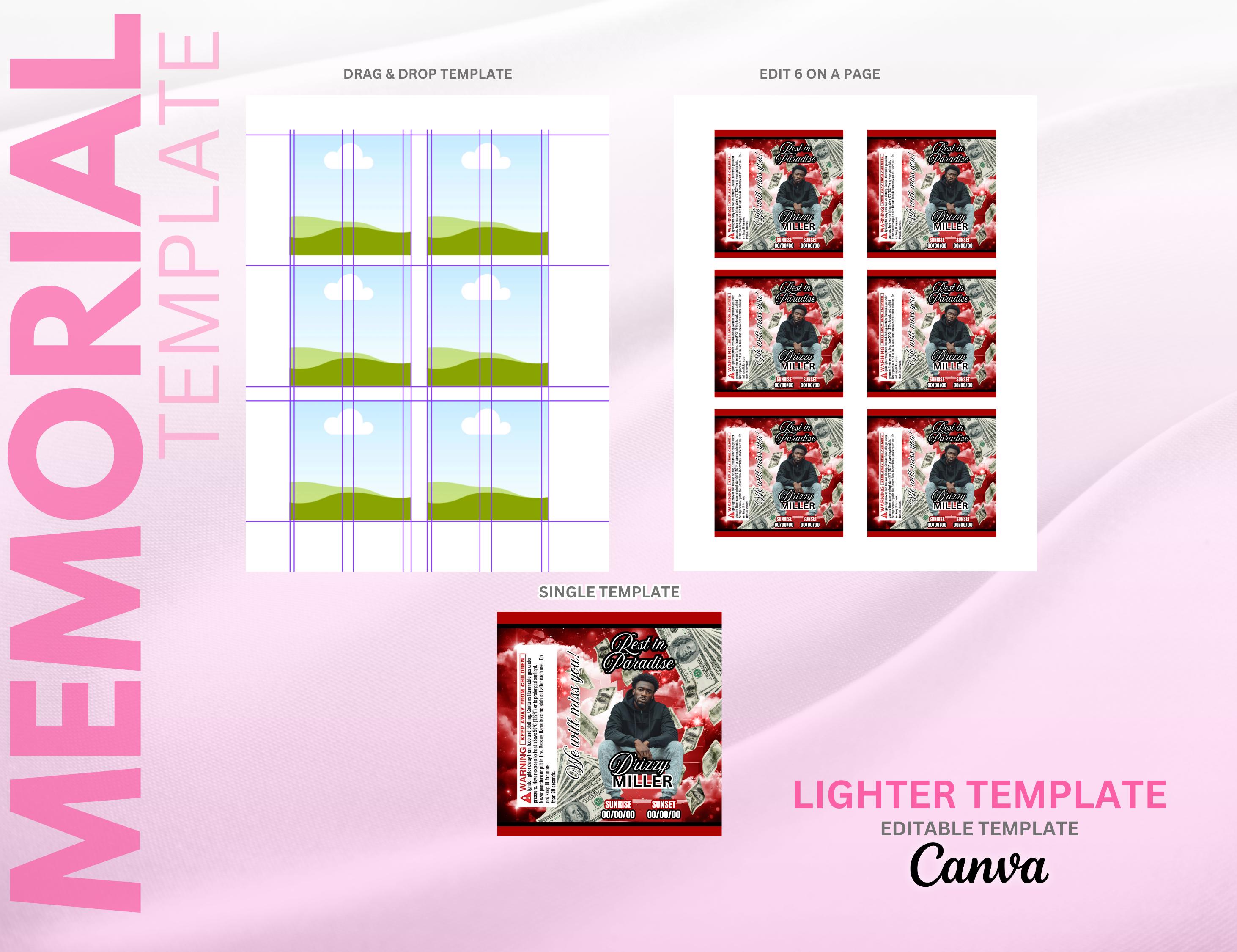 Memorial Lighter Template | Memorial Keepsake | Funeral Keepsake ...