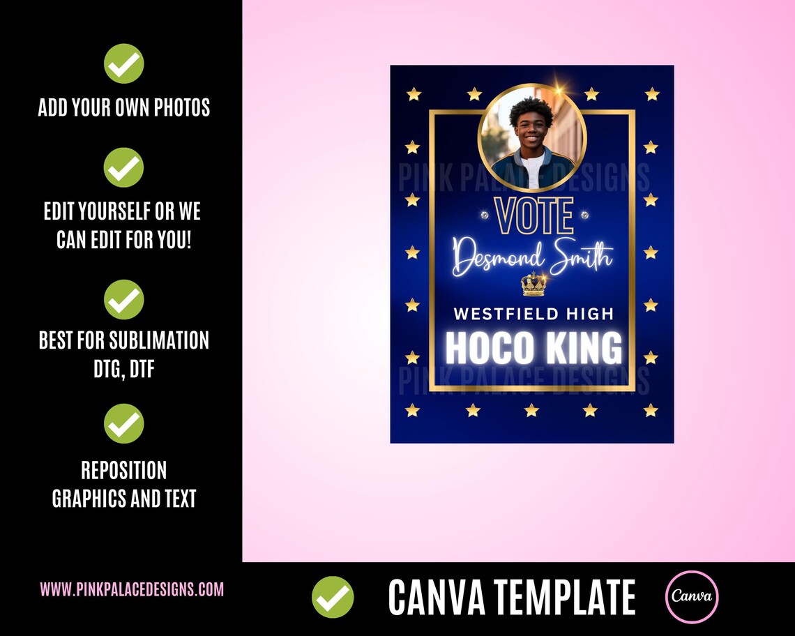 Homecoming King Poster, Prom King Poster, Edit With Canva - Etsy