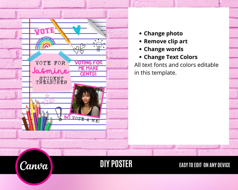 3 Campaign Posters, Vote Poster, Homecoming Poster, Class Treasurer ...