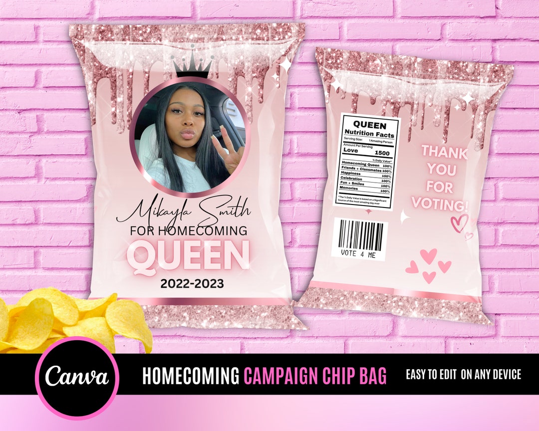 Vote Homecoming Queen, Class Campaign Snack Bag, Class Campaign, Chip ...