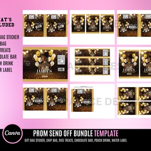 Prom Send off Treat Bundle, Gold, Prom Water Label, Prom Candy Bar ...