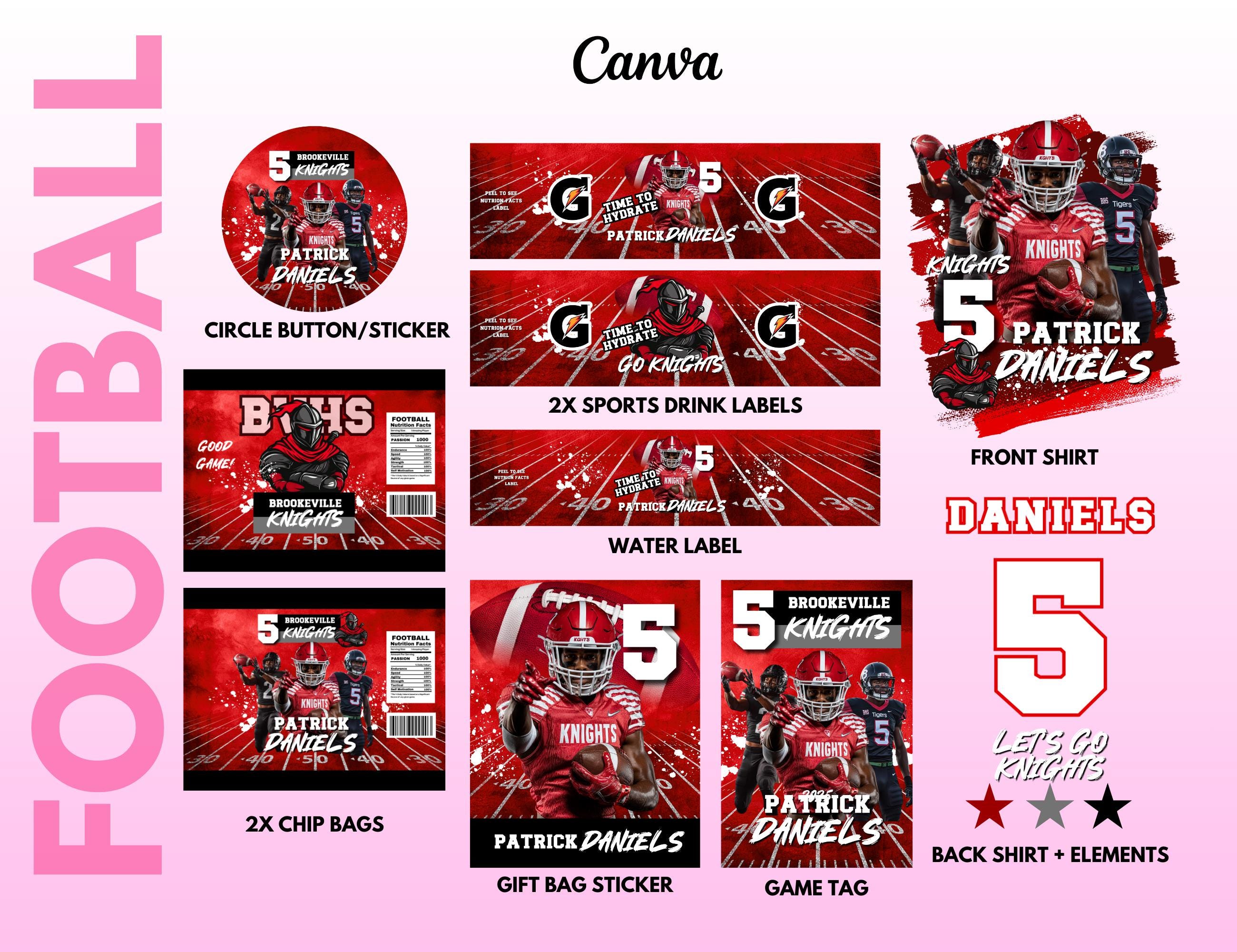 Football Bundle Templates, Homecoming, Football Game Day Favors ...