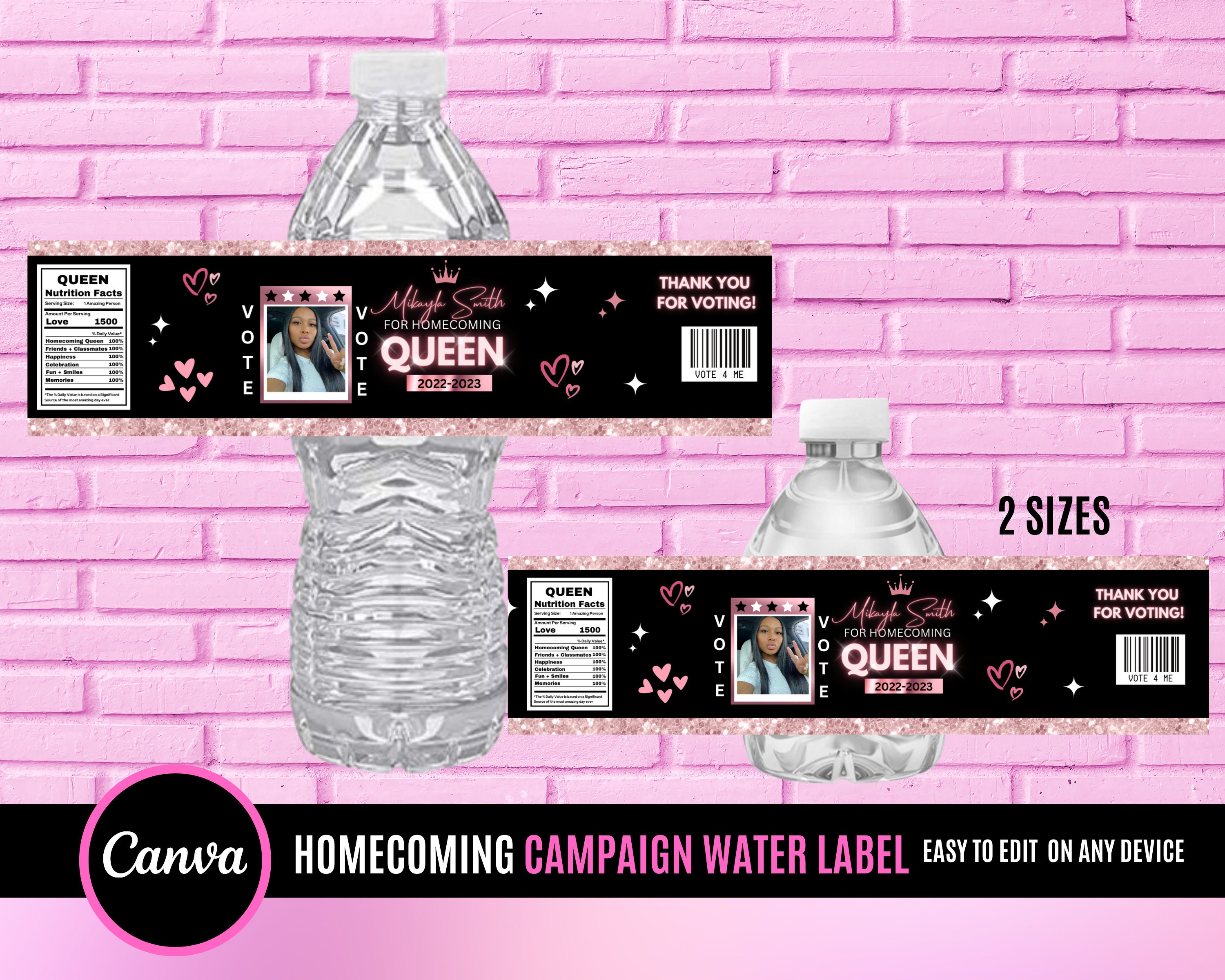 Water Bottle Label, Campaign Water Bottle Label, Homecoming Water ...