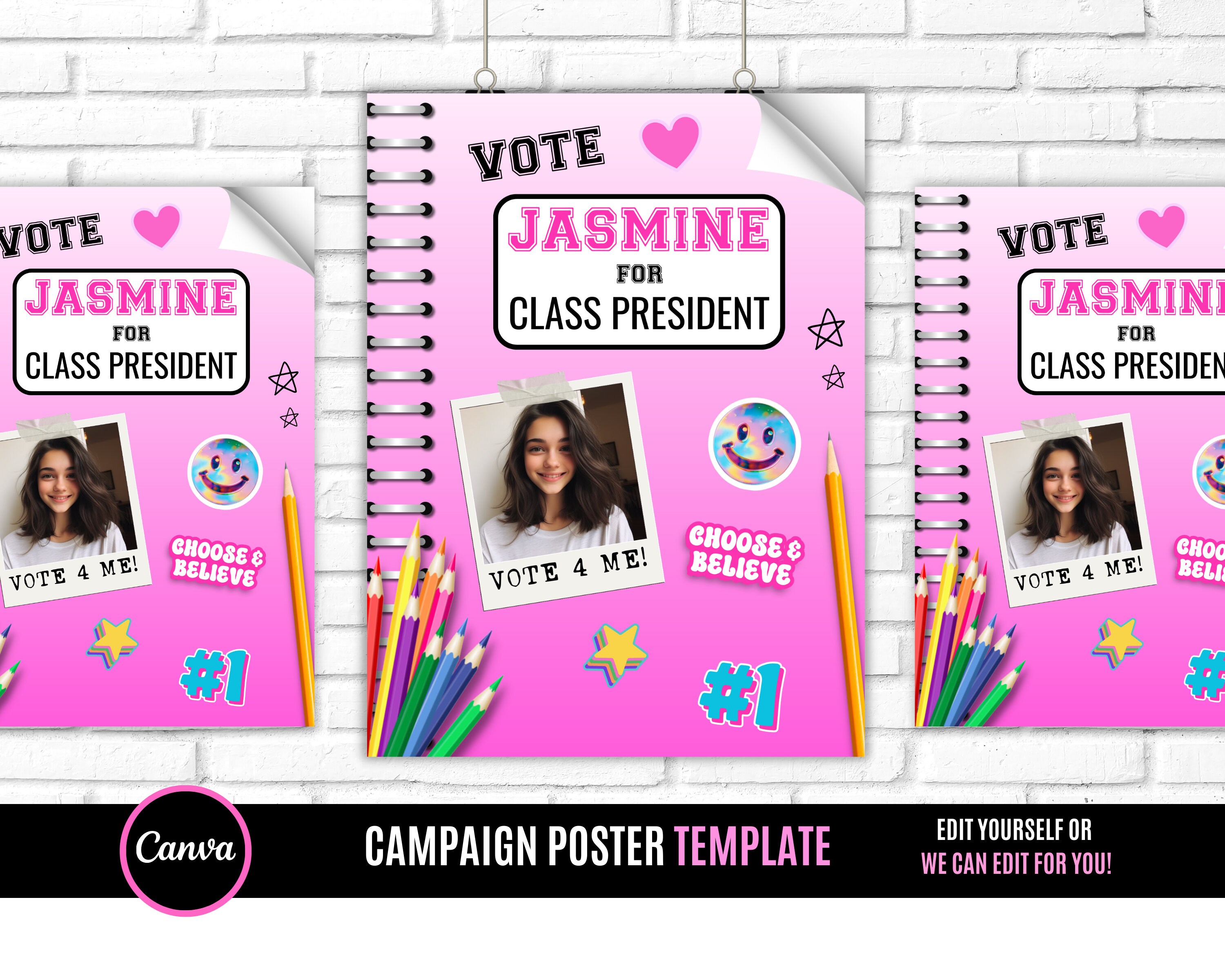 3 Campaign Posters, Vote Poster, Homecoming Poster, Class Treasurer ...