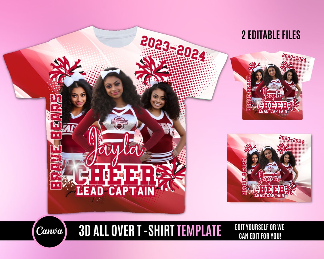 3D Tee Shirt Design File, Cheerleader Game Day Design File, Editable in ...