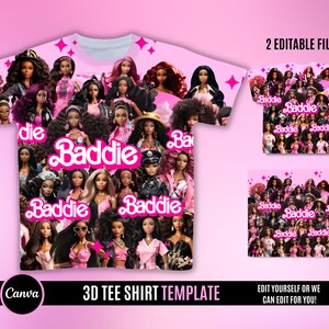Baddie T Shirt Design, All Over Baddie Design, Editable in Canva, T ...