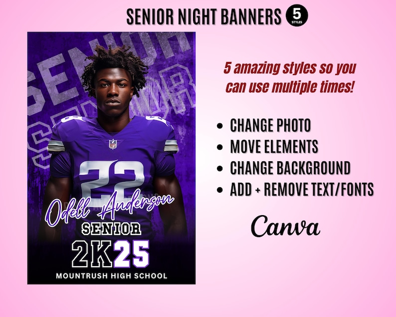 Senior Night Poster, Football Game Day Poster Template, CANVA, T Shirt ...