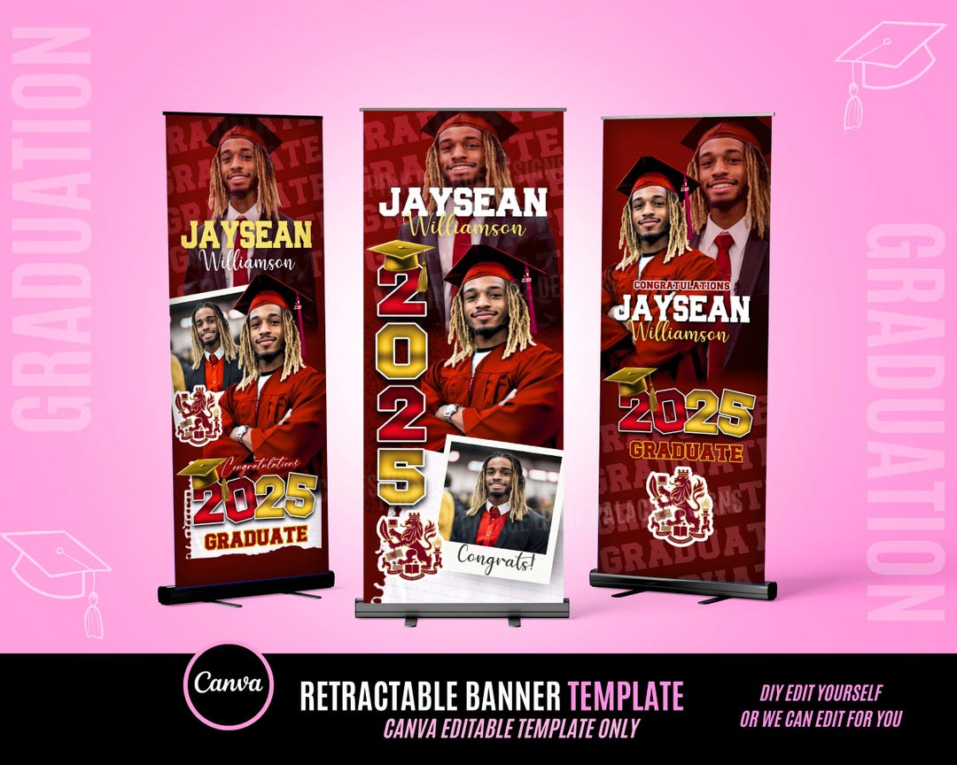 Graduation Retractable Banner 3 Styles, Graduation Party Bannereditable ...