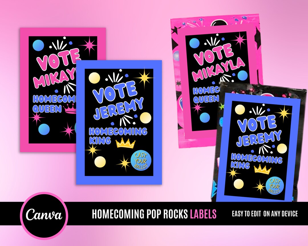 Pop X Rocks Candy Label, Candy Label, Homecoming Candy, Homecoming Snacks, Homecoming Labels - Etsy