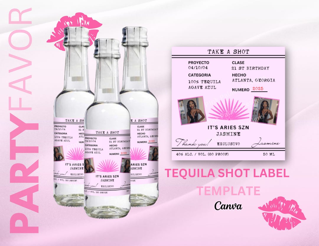 Tequila Shot Labels | Birthday Party Favor | Bachelorette Favor ...