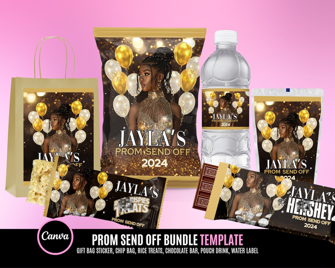Prom Send off Treat Bundle, Gold, Prom Water Label, Prom Candy Bar ...