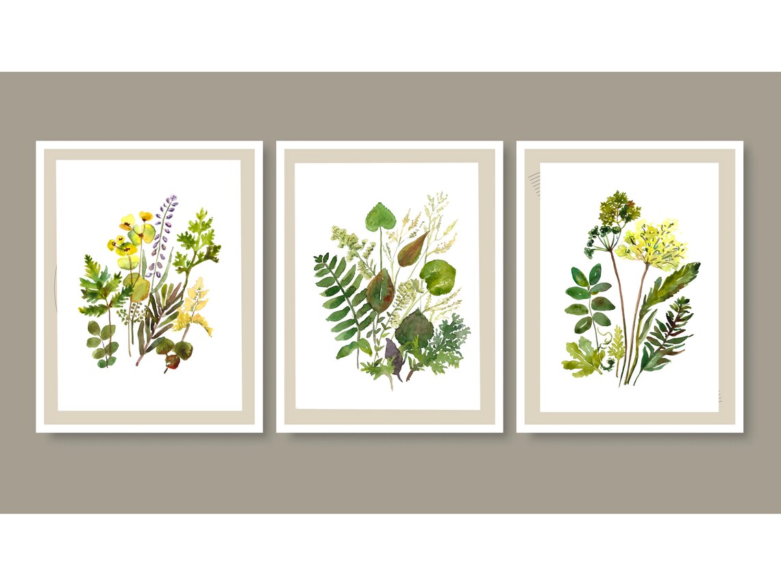 Watercolor Botanical Print Set of 3 Floral Printable Art - Etsy