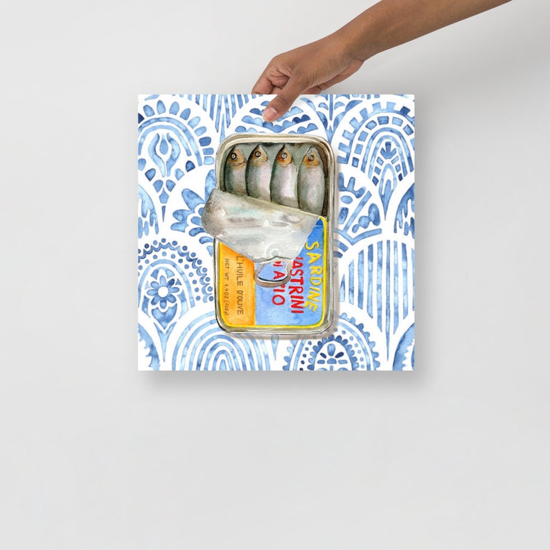 Tinned Sardines Watercolor Painting, New Home Gift, Kitchen Poster ...