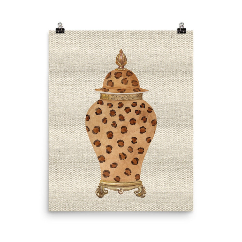 Leopard Vase Wall Art Apartment Decor Leopard Design - Etsy