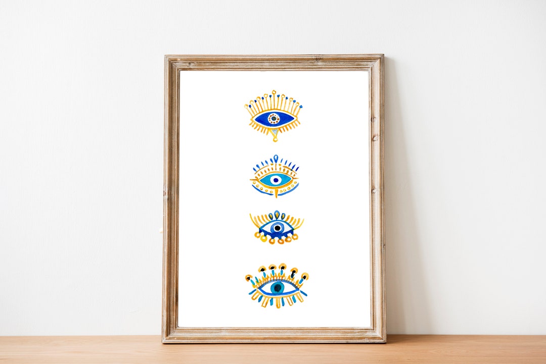 Evil Eye Print Watercolor Painting, Nazar Poster, Greek Art Print, Evil ...