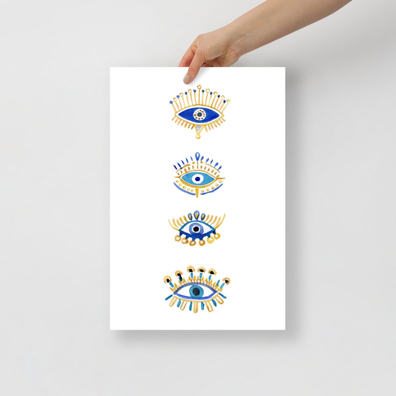 Evil Eye Print Watercolor Painting, Nazar Poster, Greek Art Print, Evil ...