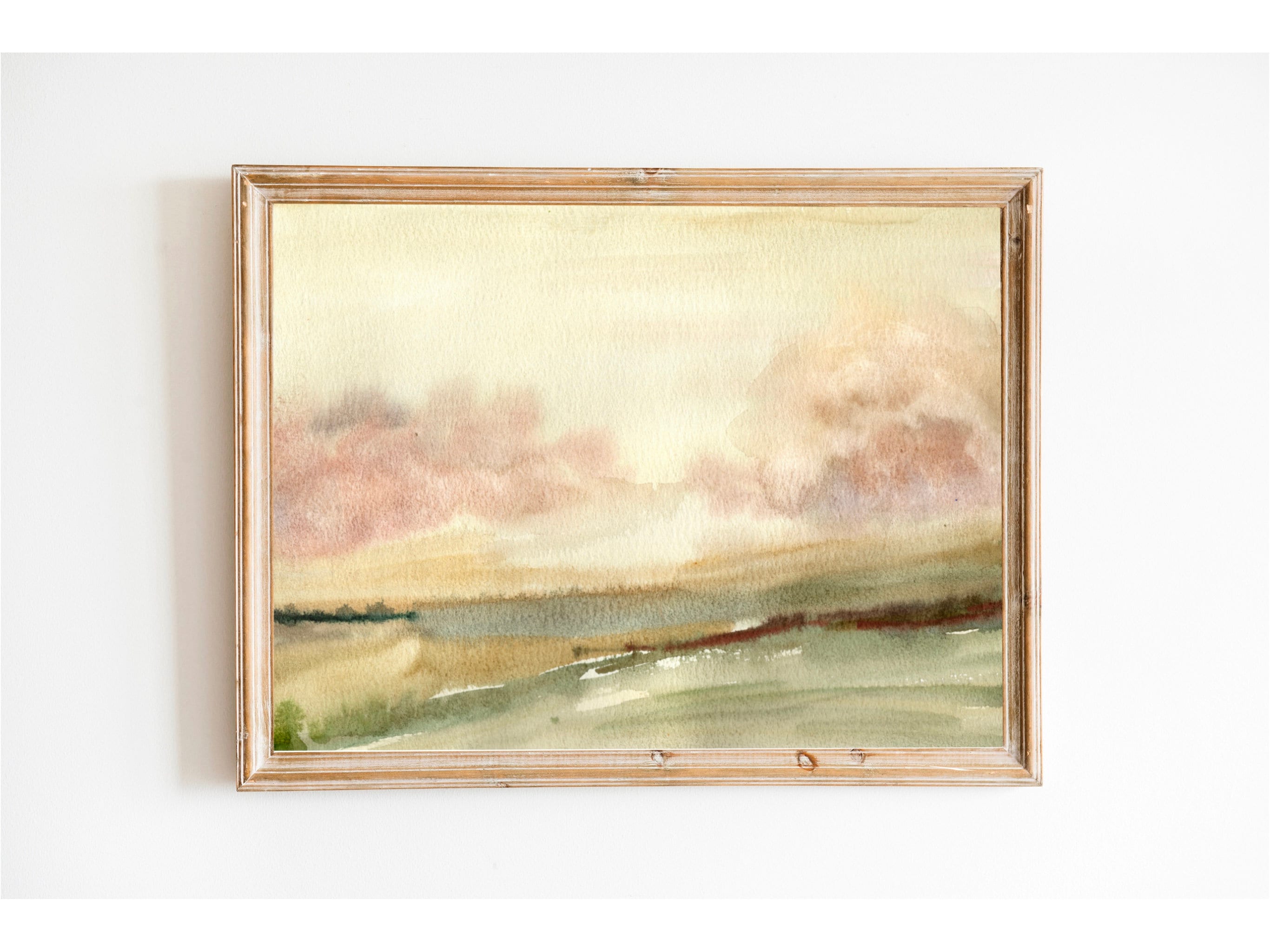 Minimalist Watercolor Landscape Watercolor Painting, Large Abstract ...