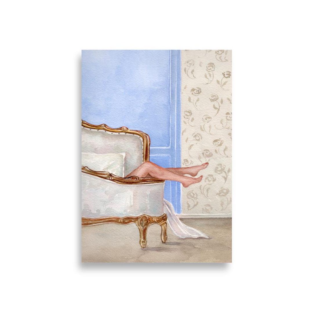 Bedroom Rest Woman Art Print, Girly Wall Decor, Sleep Wall Art, Woman ...