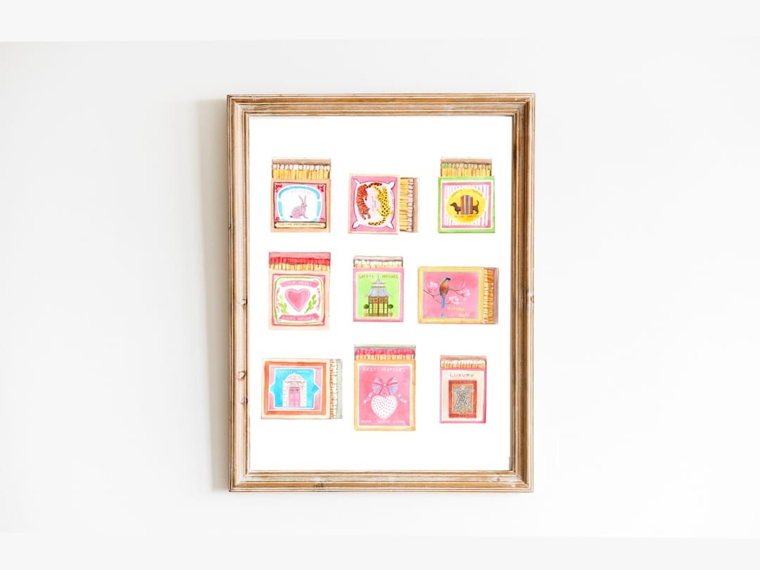 Matchbox Art Collection Print, Watercolor Painting, Vintage Matchbox ...