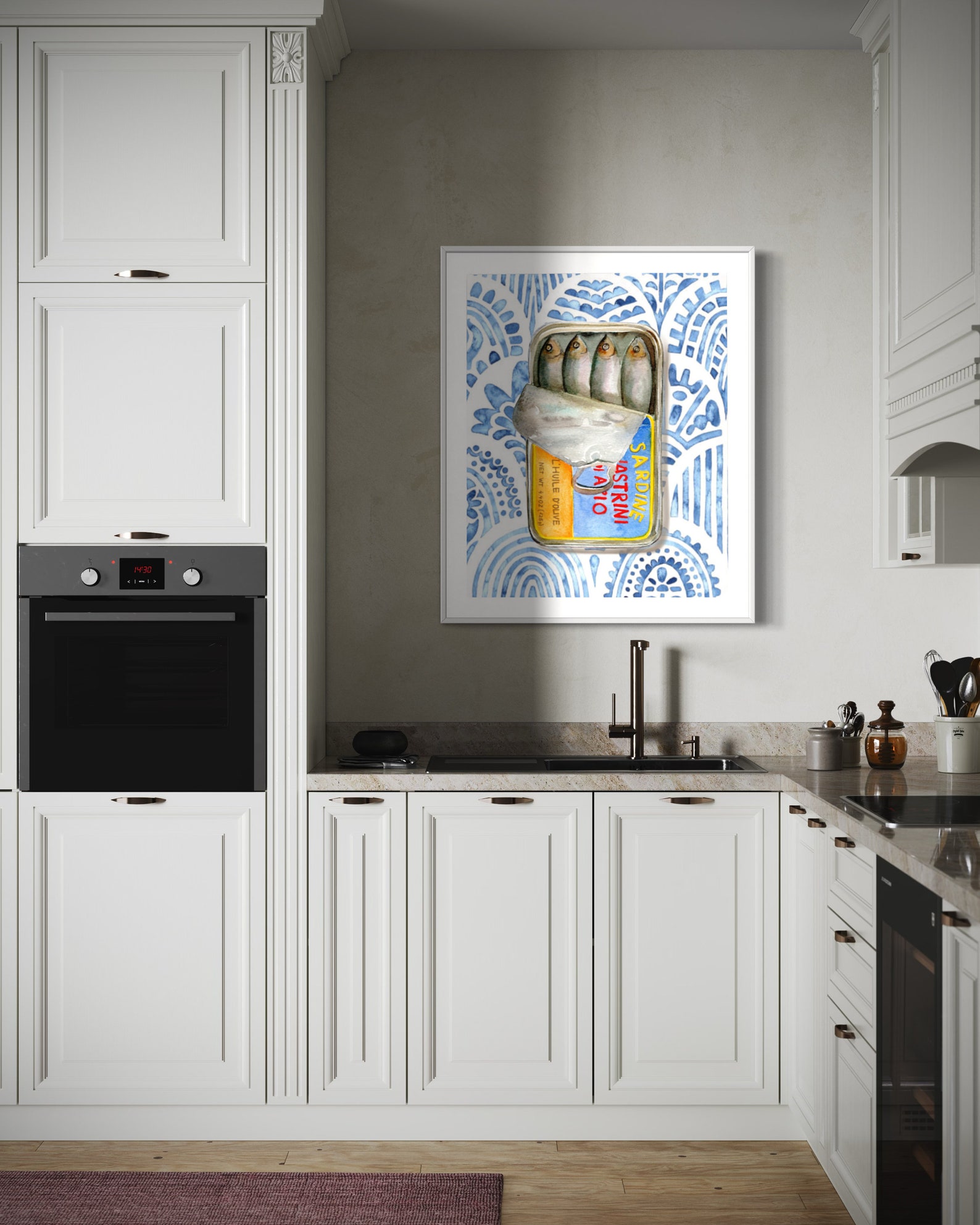Tinned Sardines Watercolor Painting, New Home Gift, Kitchen Poster ...
