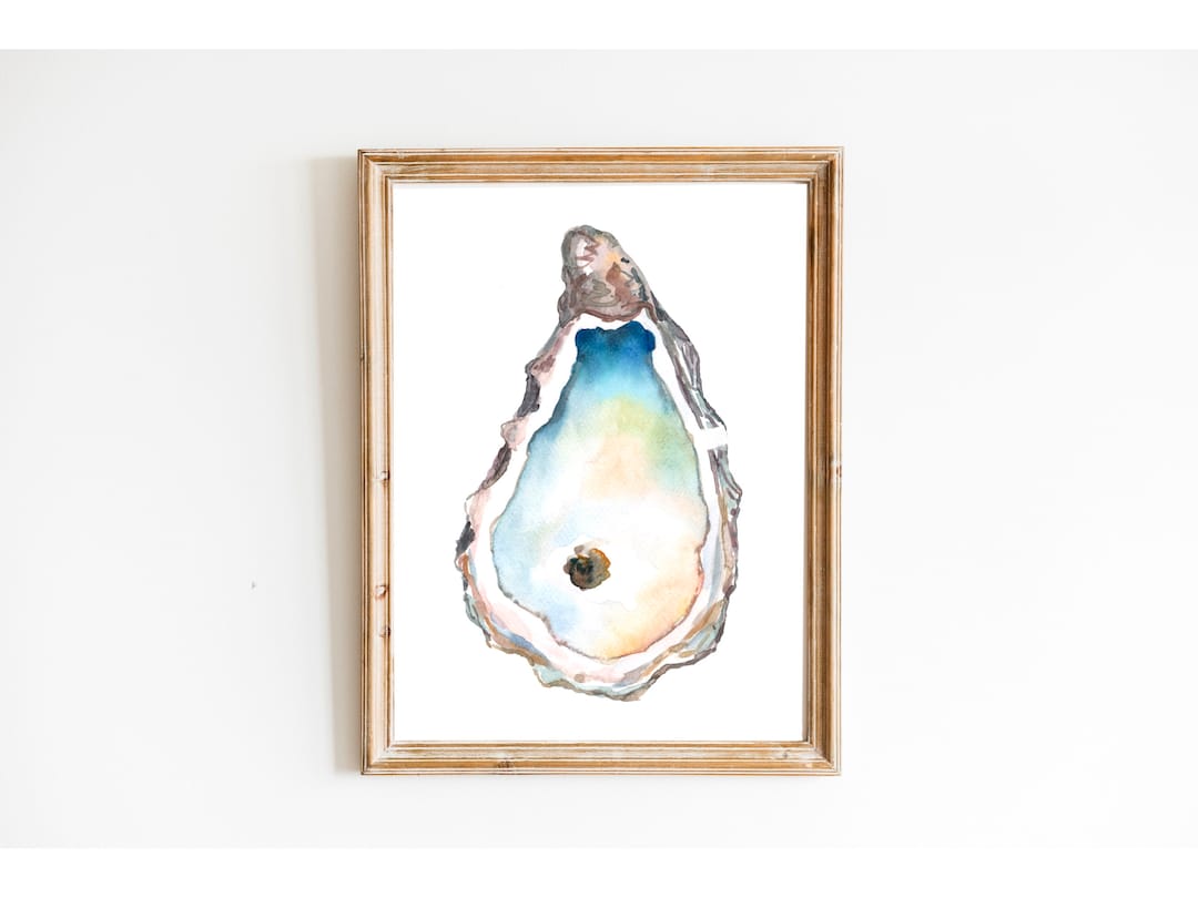 Oyster Shell Watercolor Painting Beach House Decor Coastal - Etsy