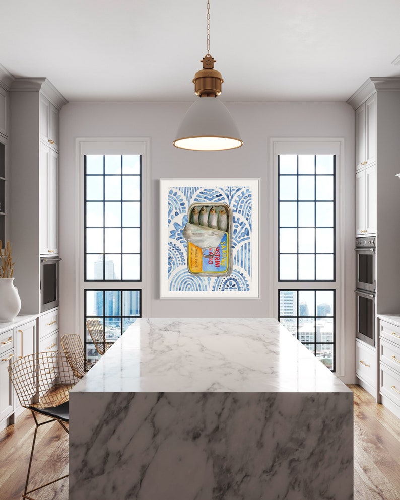 Tinned Sardines Watercolor Painting, New Home Gift, Kitchen Poster ...