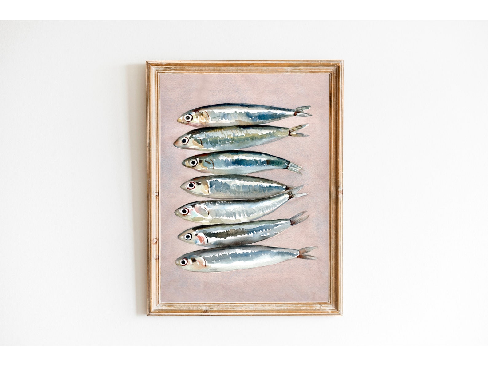Sardines Wall Art, Watercolor Sardines, Sardine Art Poster, Fish Still ...