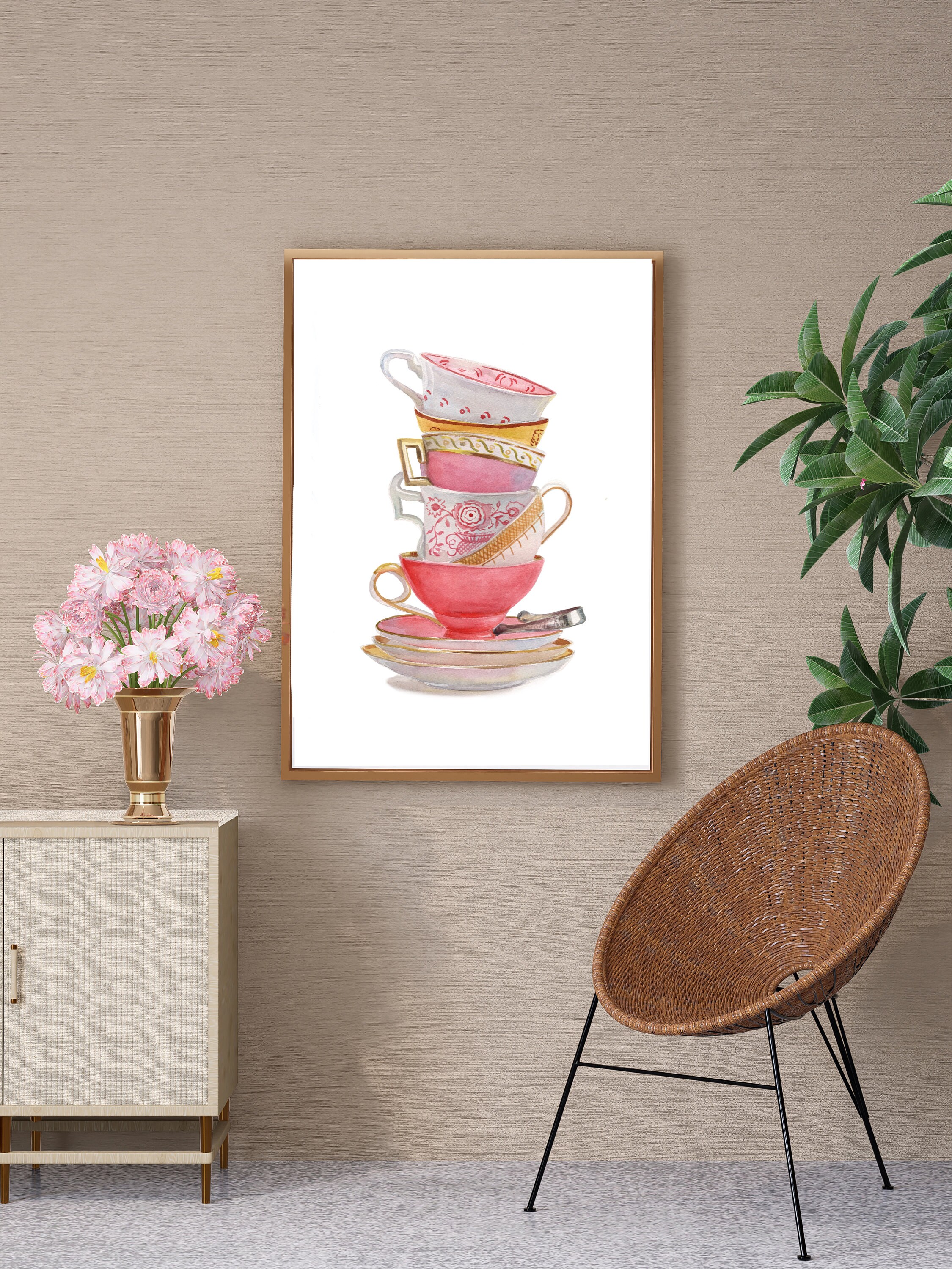 Tea Cup Wall Art Watercolor Painting Print Tea Lovers Gift - Etsy