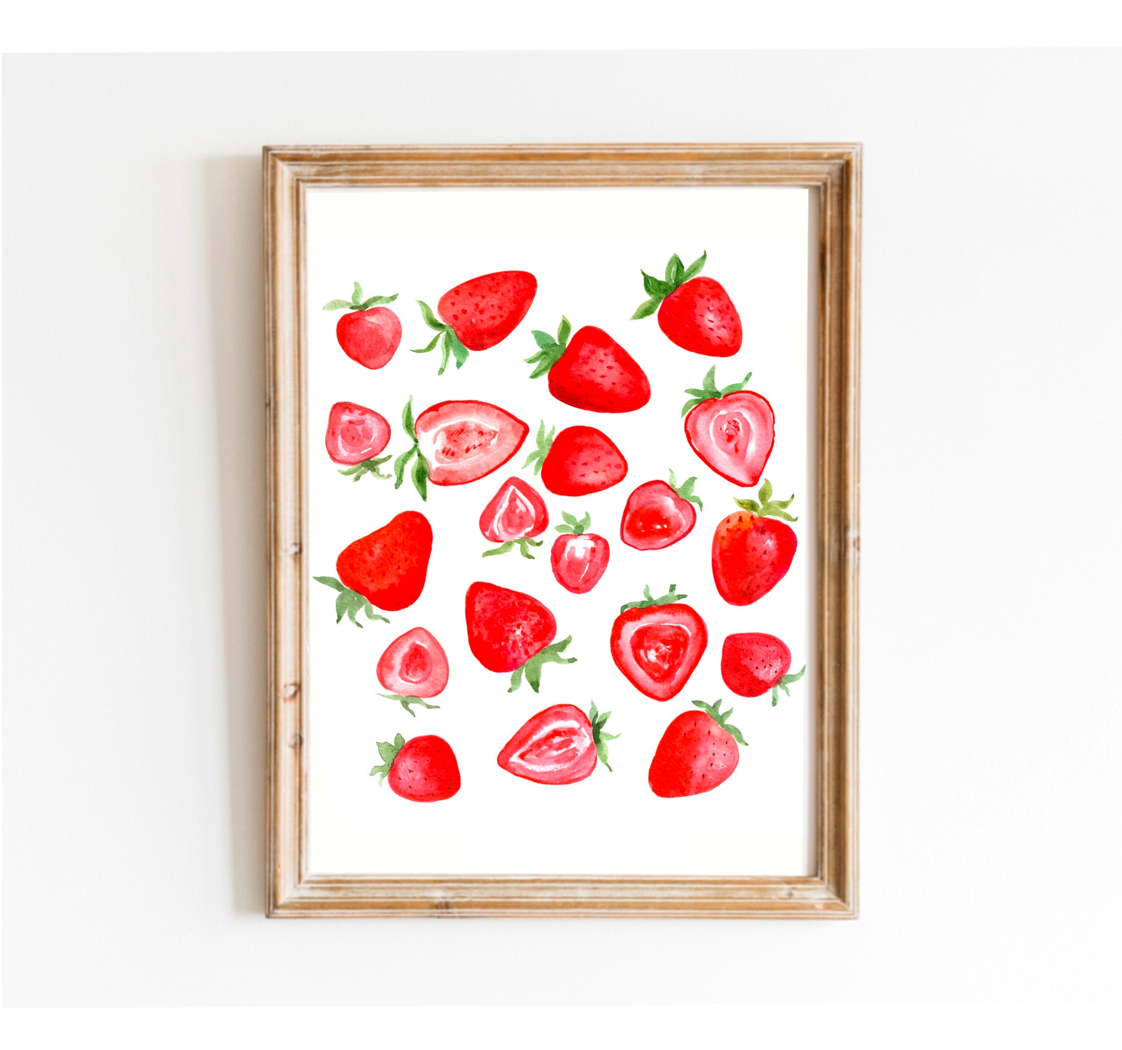 Strawberry Watercolor Painting Wall Art Print Food Wall Art - Etsy