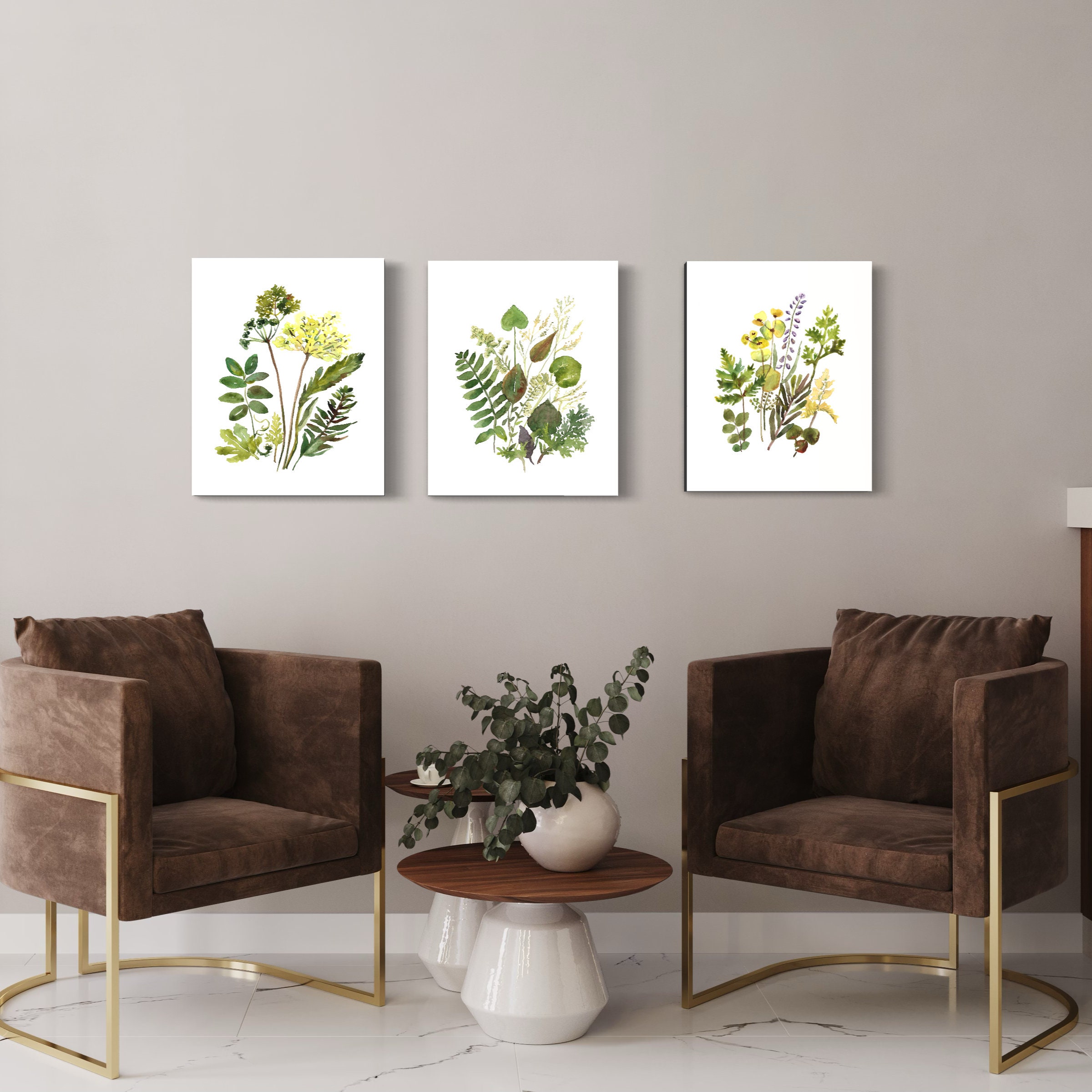 Watercolor Botanical Print Set of 3 Floral Printable Art - Etsy