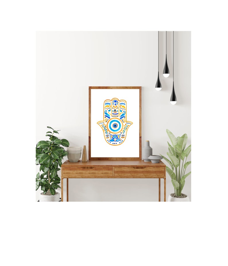 Hamsa Wall Art Watercolor Art Good Luck Decor Boho Wall Print - Etsy