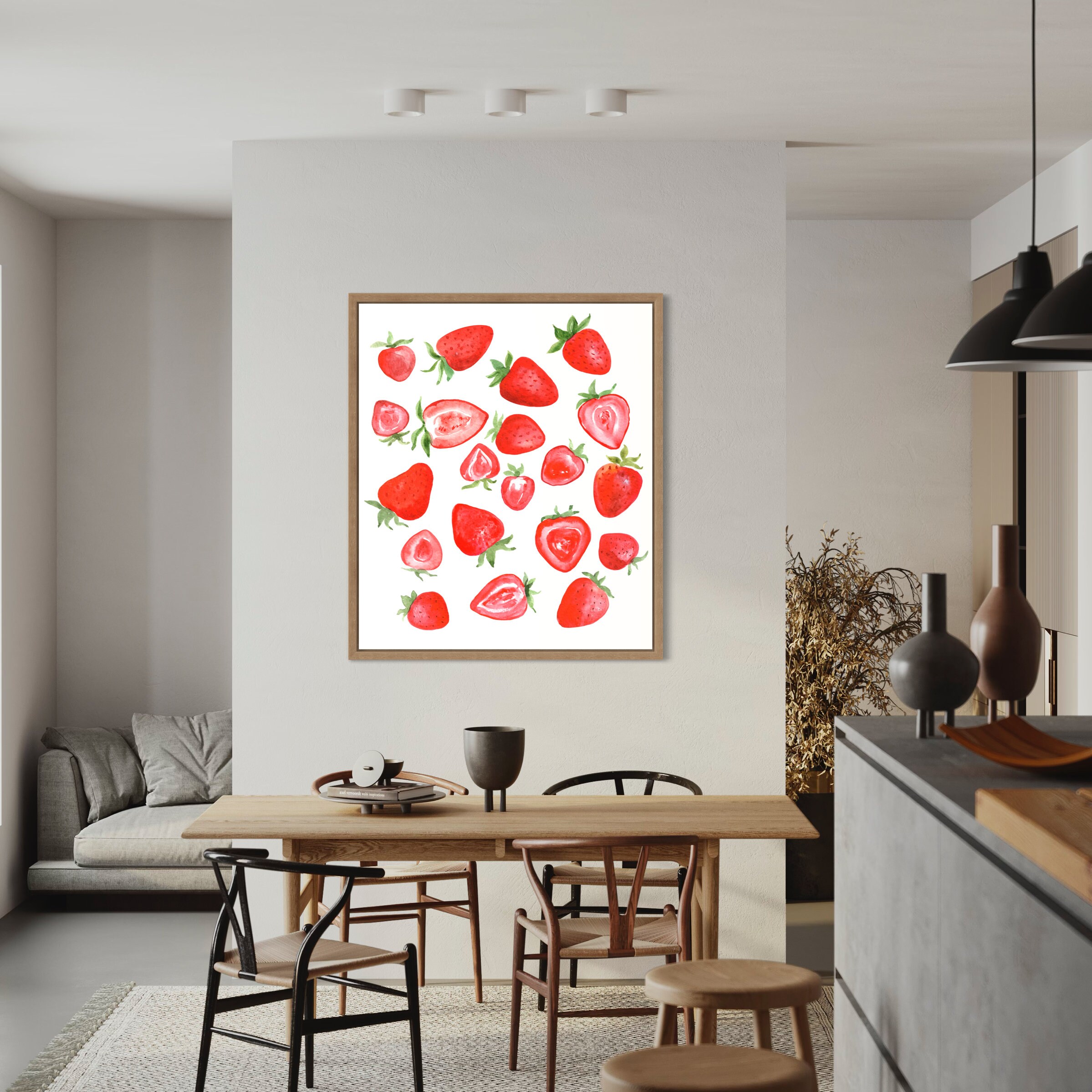 Strawberry Watercolor Painting Wall Art Print Food Wall Art - Etsy