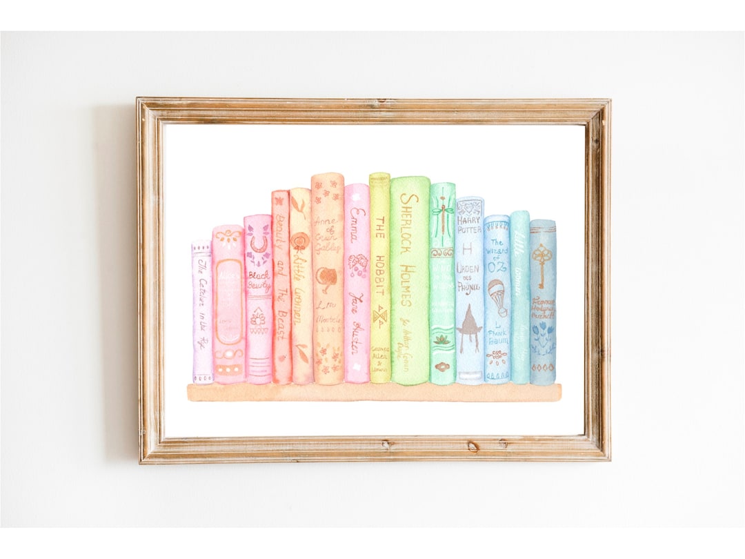 Classic Books Library Watercolor Painting, Story Book Art, Books ...
