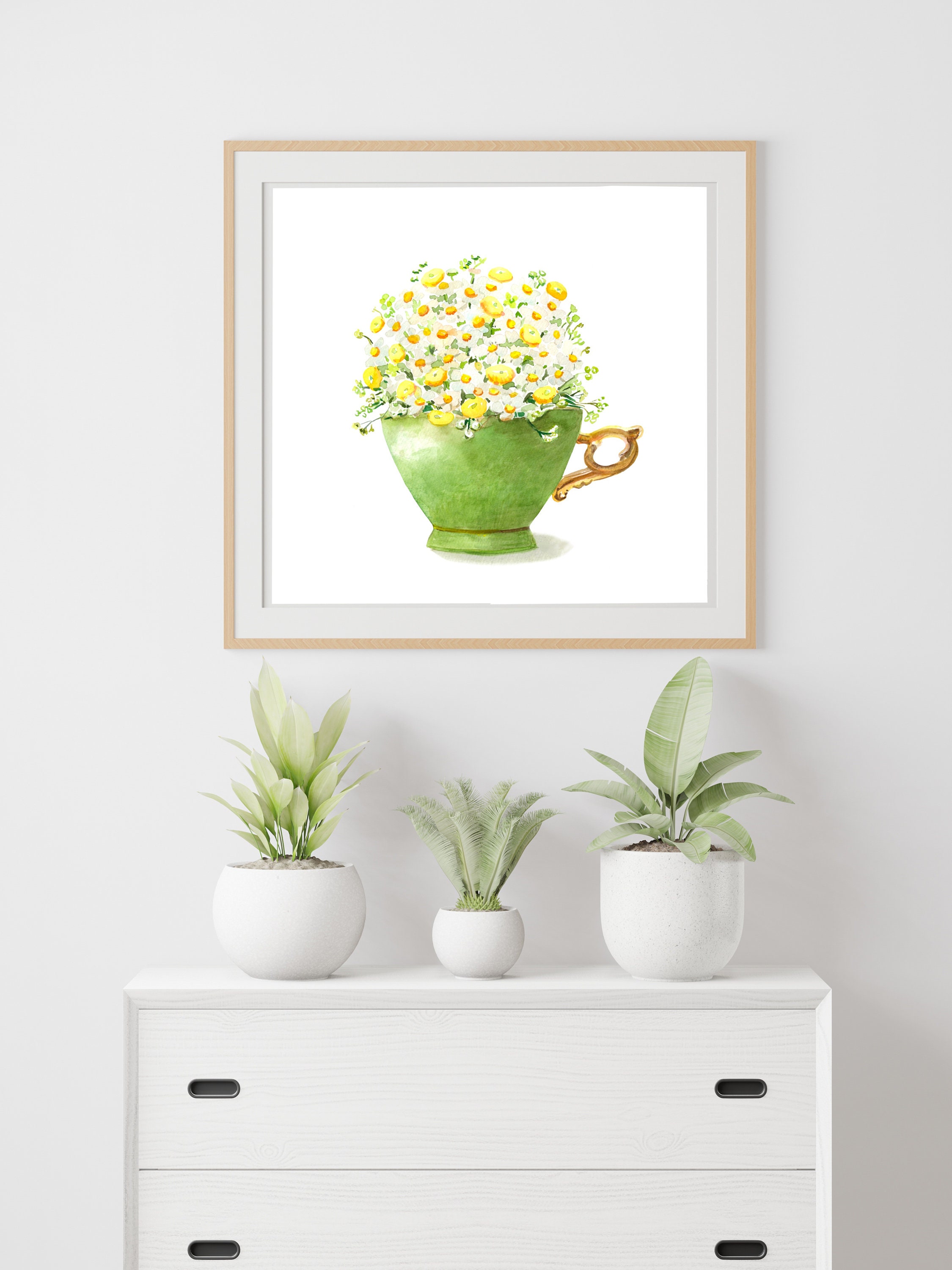 Tea Cups Watercolor Art Print Kitchen Art Print Tea Gift Tea - Etsy