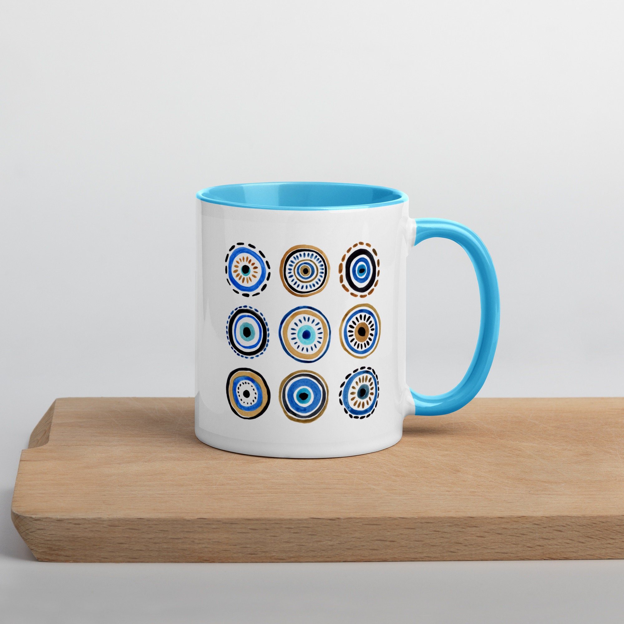Evil Eye Mug Color Inside Blue Evil Eye Mug Birthday Gift Cute Mug for ...